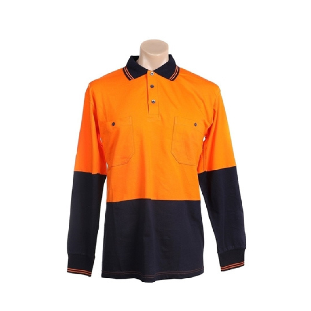 WORKSENSE Cotton Polo Long Sleeve Shirt-Orange/Navy. – SHOPSINJOY